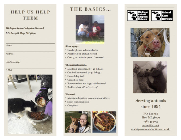Brochure » Michigan Animal Adoption Network